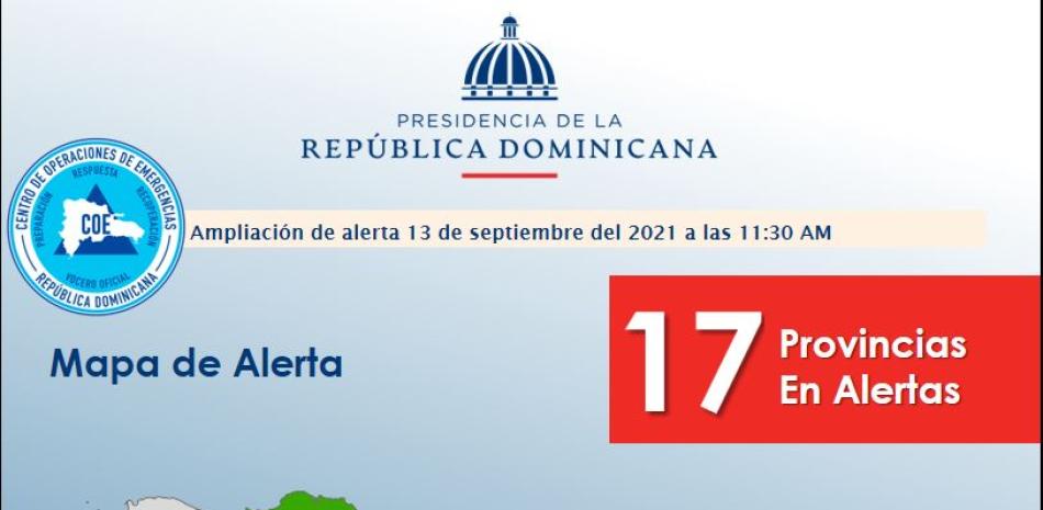 "Elevan a 17 las provincias en alerta verde contra inundaciones ...