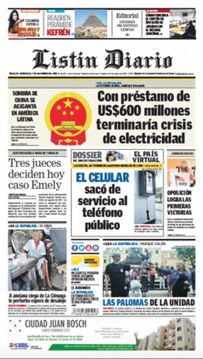 La semana contada en seis portadas de Listín Diario