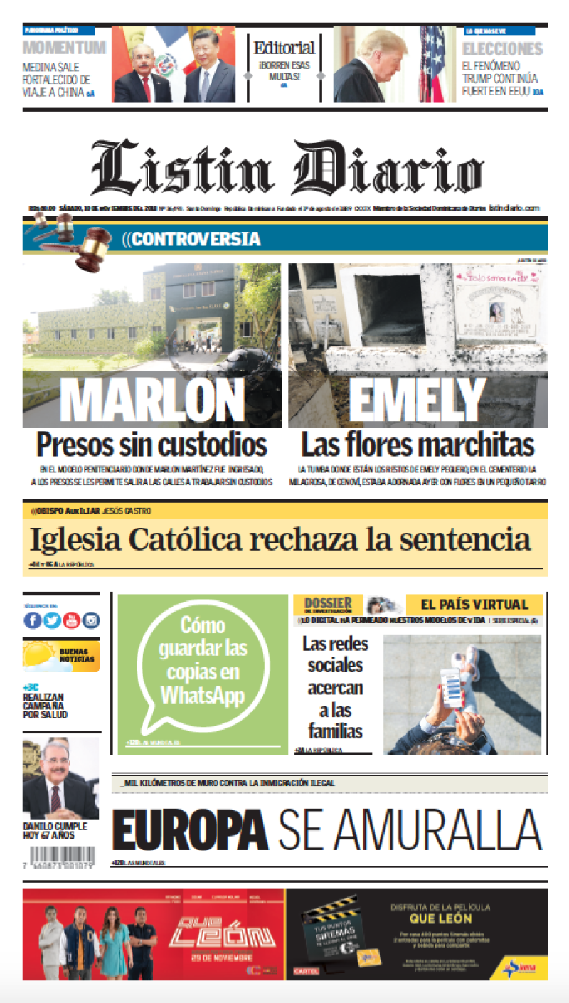 La semana contada en seis portadas de Listín Diario