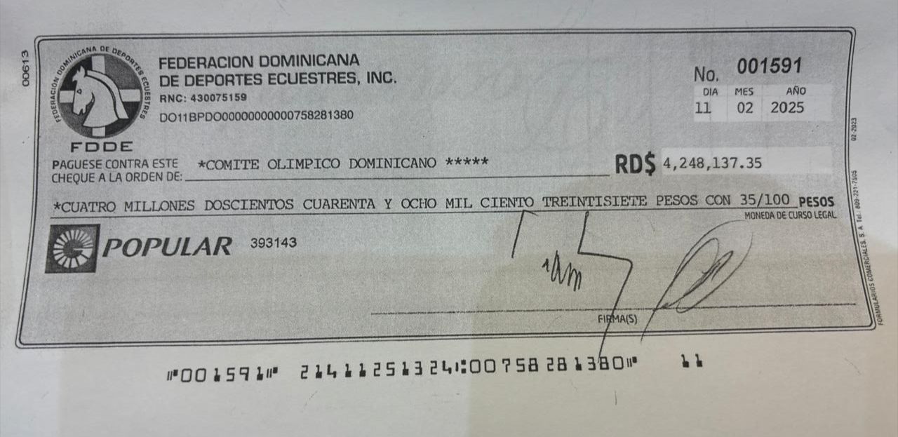 Ecuestre devolvió 4 millones de pesos al Comité Olímpico Dominicano