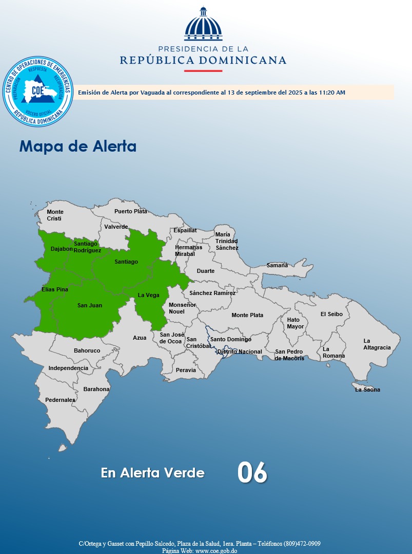 COE emite alerta verde para seis provincias; se esperan fuertes aguaceros